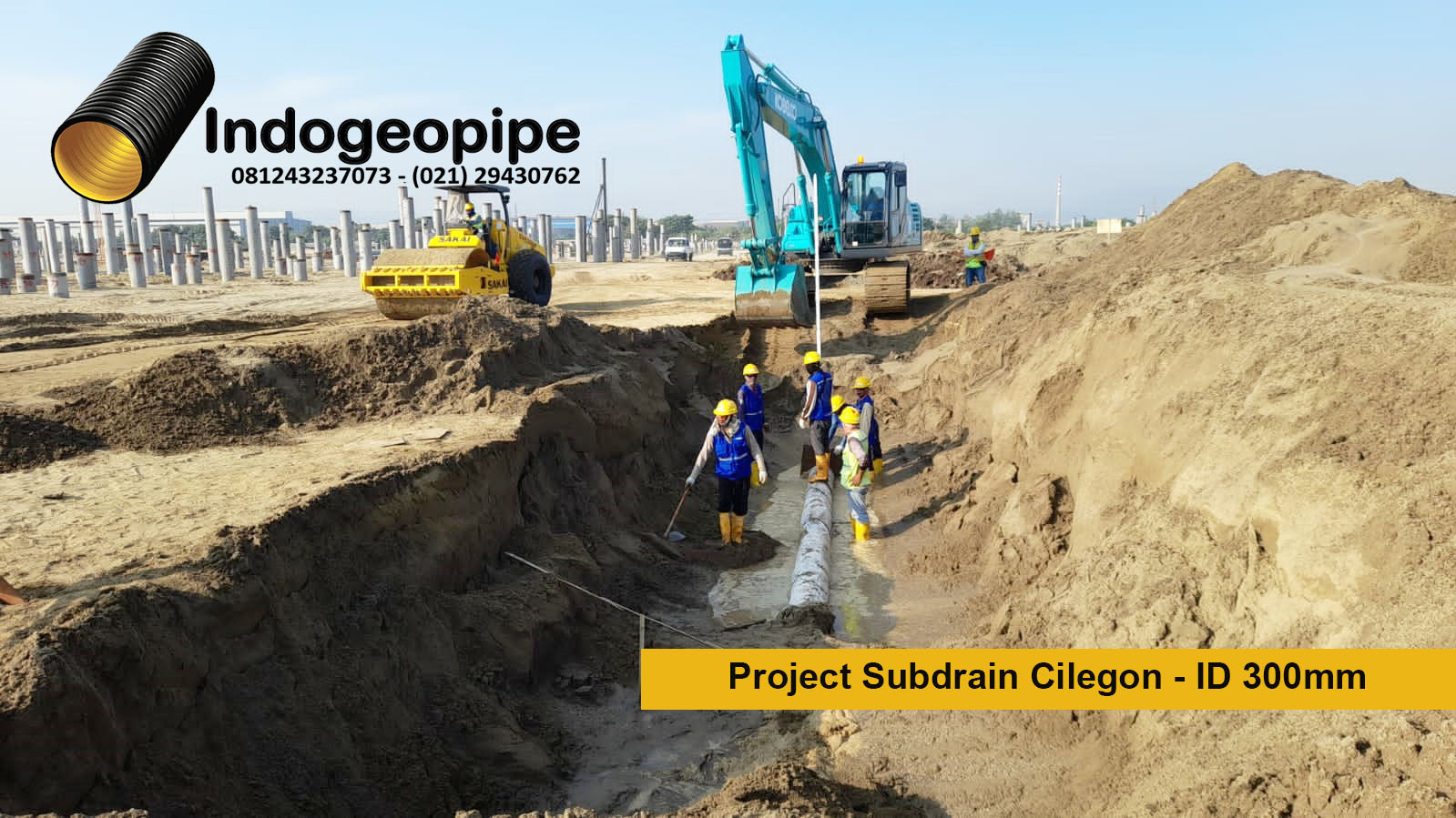 Pemasangan Pipa HDPE Corrugated untuk drainase pada pembangunan pabrik di Indonesia - Indogeopipe