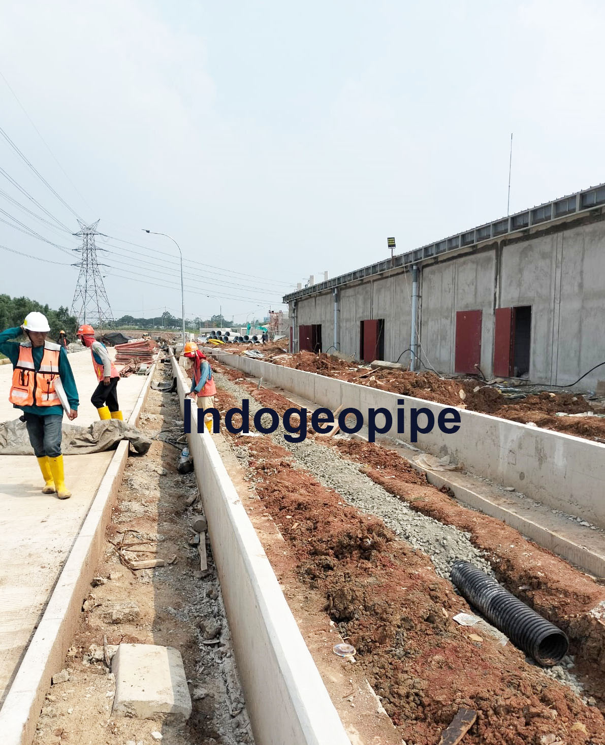 Pipa HDPE Corrugated Perforated sebagai Subdrain pembangunan pabrik di Indonesia - Indogeopipe