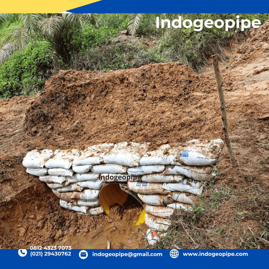 Pemasangan Pipa Spiral sebagai saluran Gorong Gorong Jembatan Pada Perkebunan - Indogeopipe